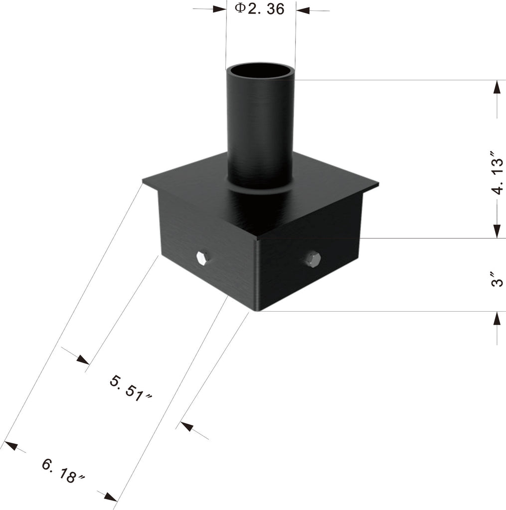 6 Inch Square Tenon Reducer with Flange – American Lighting Systems